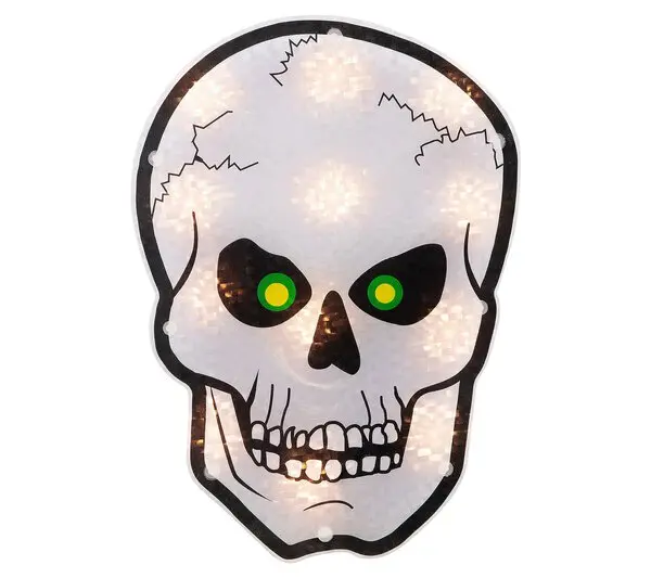 NORTHLIGHT Holographic Halloween Skull Window D Ecor 12