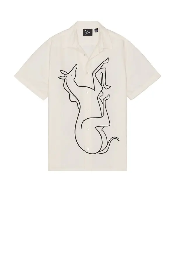 PARRA Vertical Horse Short Sleeve Shirt In White - Off White