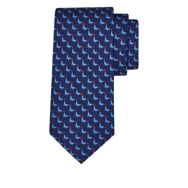 FERRAGAMO Printed Silk Tie - Blue
