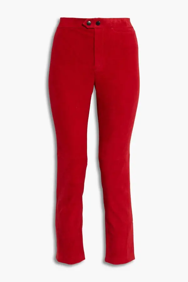 Isabel Marant Mofira Cropped Suede Slim-leg Pants