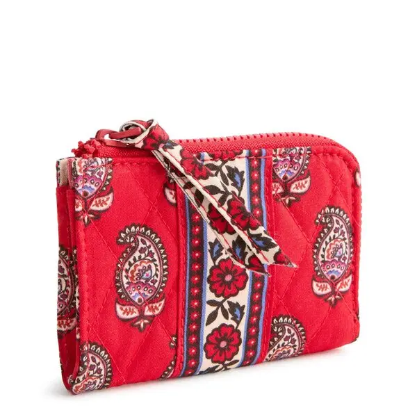 VERA BRADLEY Zip Card Pouch In Flowering Paisley Goji Berry - Red