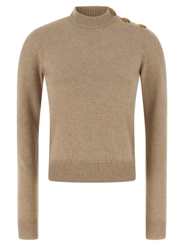 Balmain Eco-cashmere Button Sweater - Beige