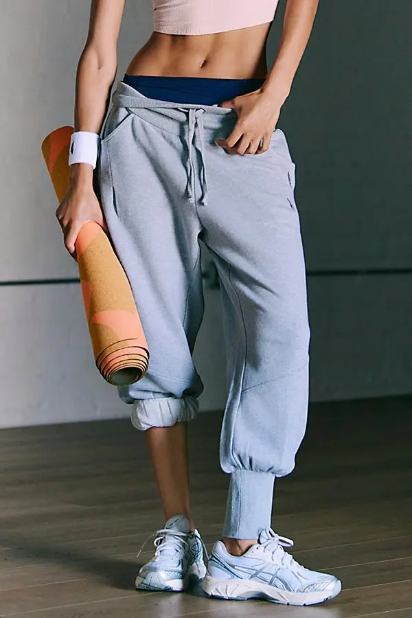 Free People Relaxed Ribbed Jogger - Grey