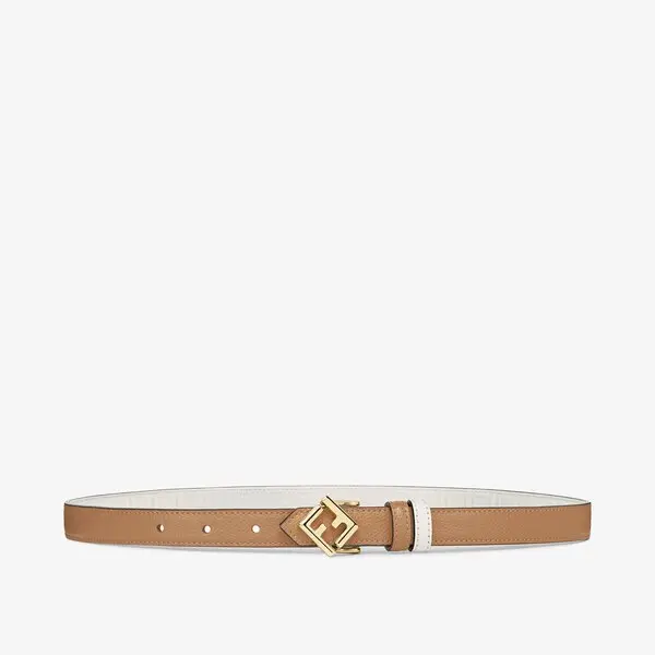 Fendi Ff Diamonds Reversible Belt - Beige