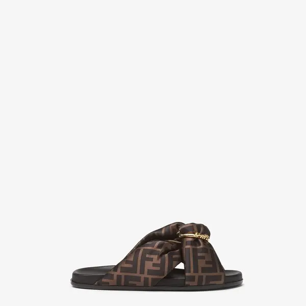 Fendi Padded Ff Motif Flat Slides - Brown
