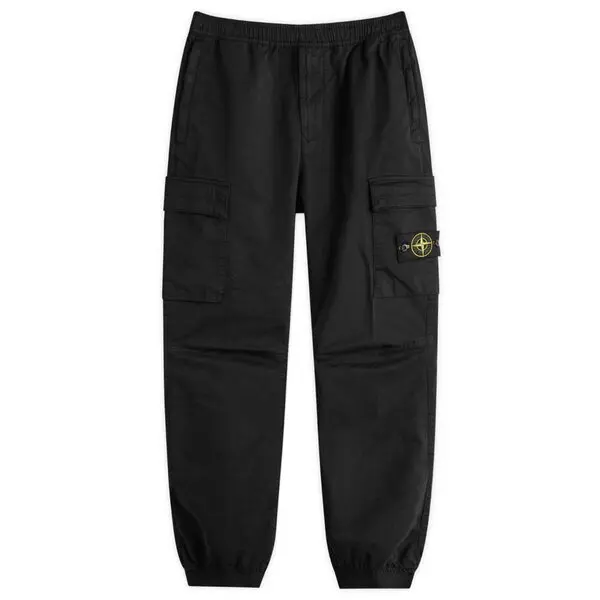 Stone Island Sateen Cargo Jogger Pants - Black