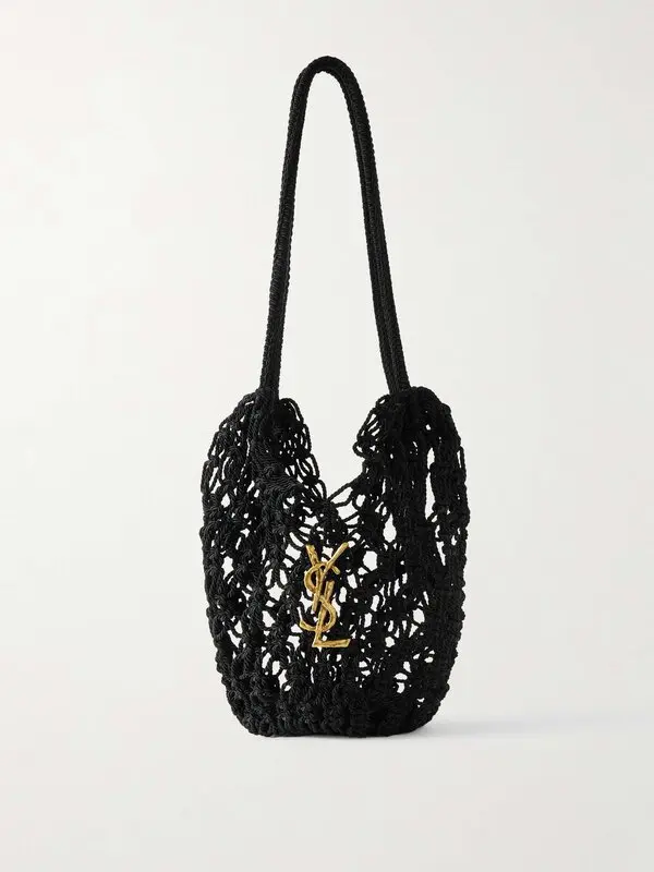 Saint Laurent Woven Cord Shoulder Bag - Black