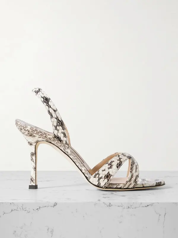 Manolo Blahnik Callasli 90 Elaphe Slingback Sandals - Animal Print