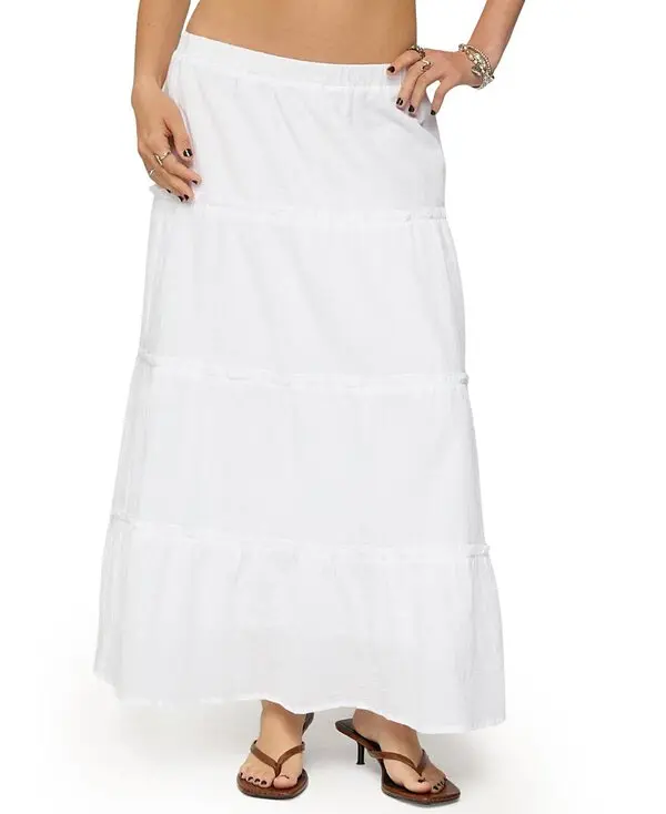 EDIKTED Petite Charlotte Tiered Maxi Skirt - White