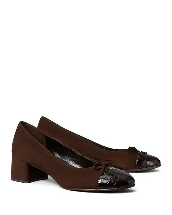 Tory Burch Cap Toe Pumps Dark Cocoa Editorialist