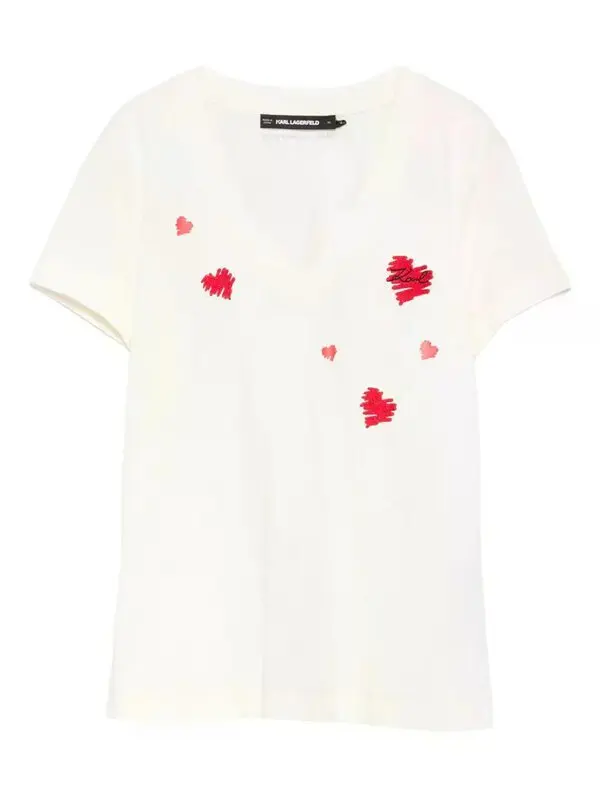 Karl Lagerfeld Heart-embellished Cotton Top