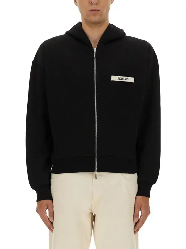 Jacquemus Zip-up Hoodie - Black