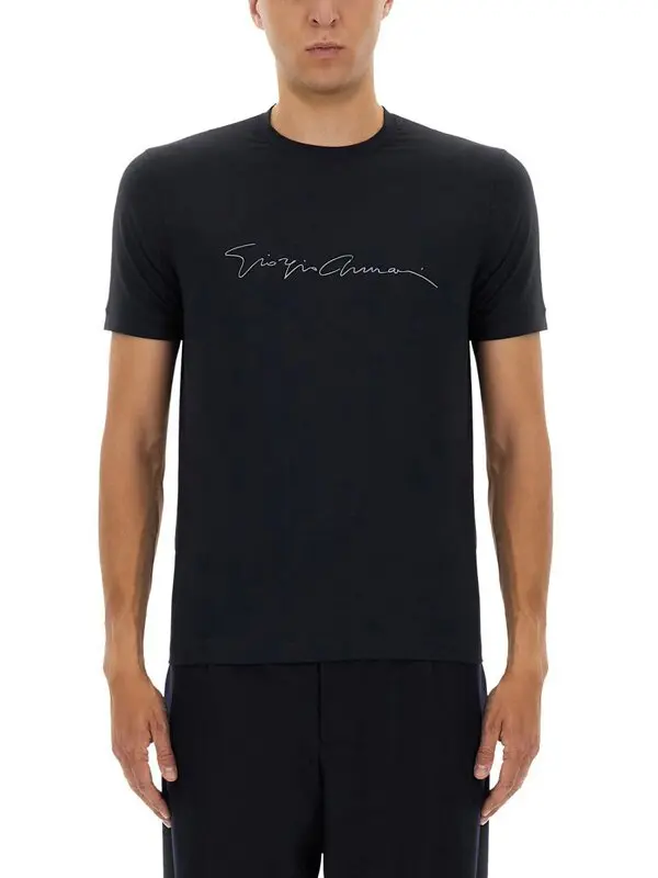 Giorgio Armani Signature Logo T-shirt - Blue