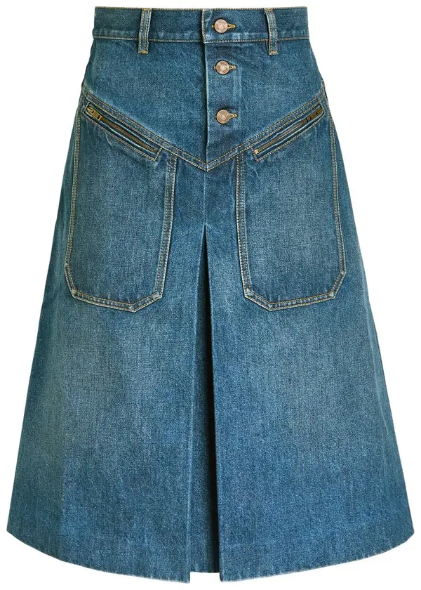 Chloé Panelled Midi Skirt - Denim