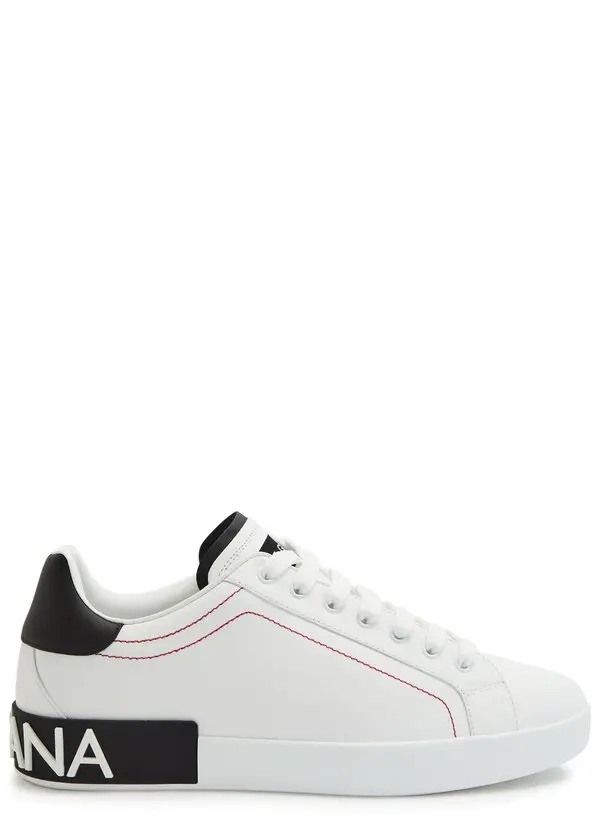 Dolce & Gabbana Portofino Panelled Leather Sneakers - White And Black