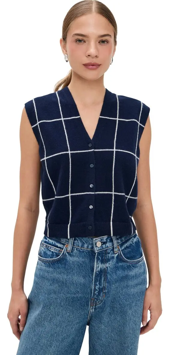 Simkhai Rozzi Plaid Cashmere Vest - Midnight Plaid