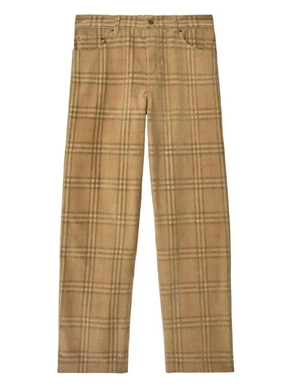 Burberry Checked Corduroy Trousers - B9368 - Sand Ip Check