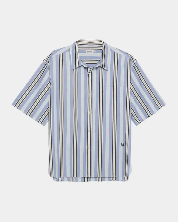 Simkhai Deacon Oversized Fit Poplin Stripe Short-sleeve Shirt