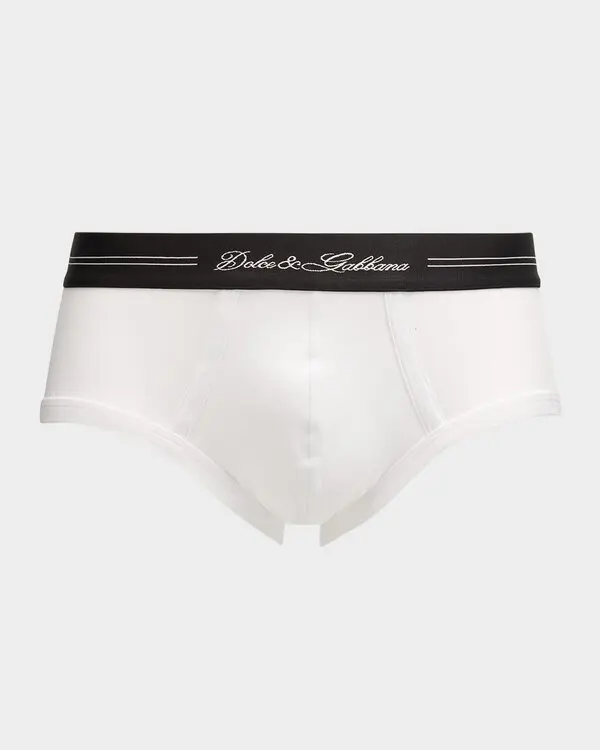 Dolce & Gabbana Jersey Stretch Logo Script Briefs - White