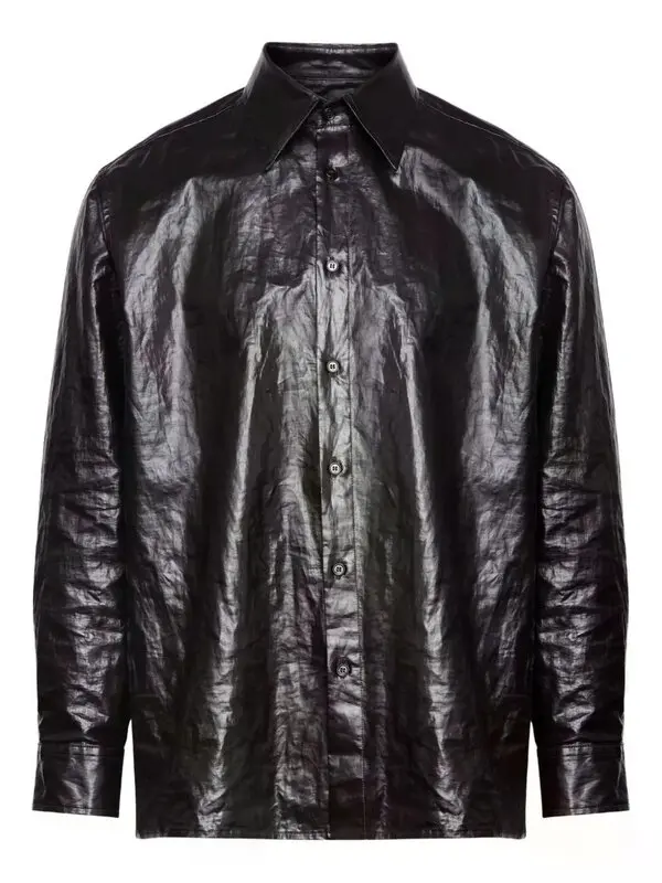 MAISON MARGIELA Crinkled-finish Button-up Shirt - 144 - Brown