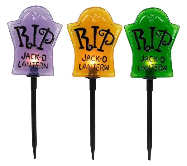 NORTHLIGHT 3pc Tombstone Halloween Pathway Mark Ers 3.5ft