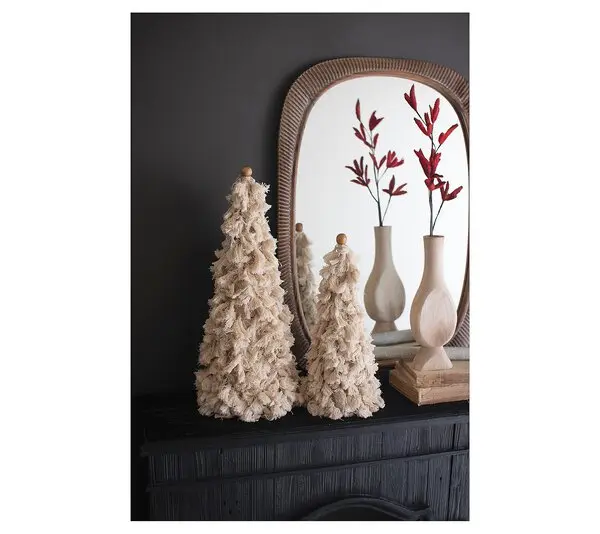 KALALOU Set Of Two Cotton Tassel Christmas Tree