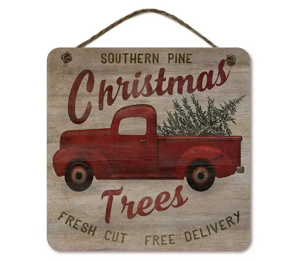 COURTSIDE MARKET Pick Up Truck Trees 15x15 Hang Ing Artboard