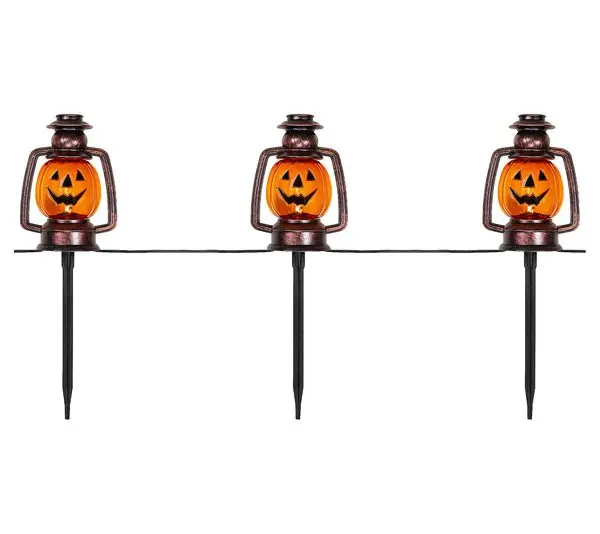 NORTHLIGHT Set Of 3 Jack O' Lantern Pathway Mar Kers 16.75