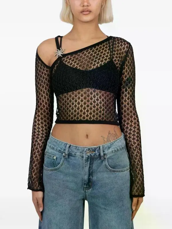 HOUSE OF SUNNY Sun-embellished Mesh Top