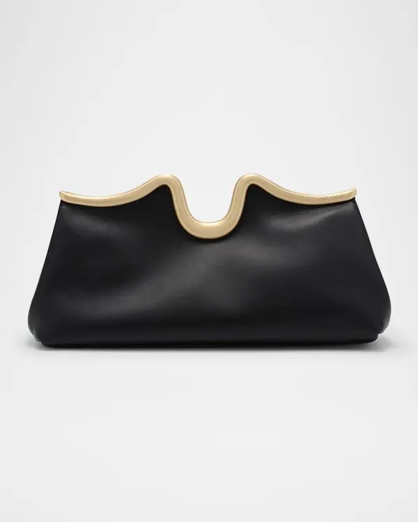 Cult Gaia Valma Sculptural Leather Clutch - Black