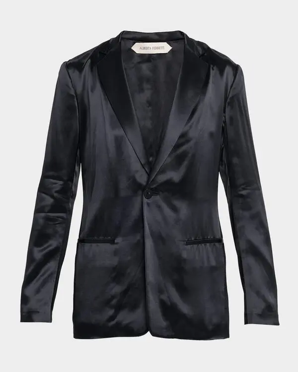 Alberta Ferretti Satin Single-breasted Blazer