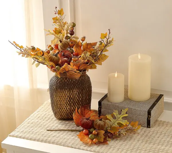 VALERIE PARR HILL Set Velvet Pumpkin And Leaf Picksby Valerie