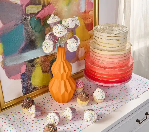 VALERIE PARR HILL Set Of 6 Sugar Cupcake Picks W/ Sprinkles Valerie