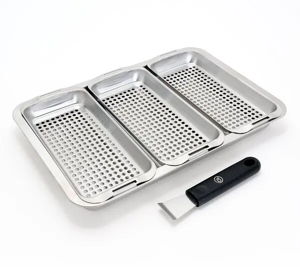 TECHNIQUE As Is 4-pc Ss Grill & Oven Pan Set W/ Lifterhandle