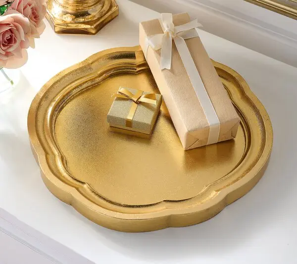 VALERIE PARR HILL 15' Foiled Scalloped Edge Wood Tray Valerie