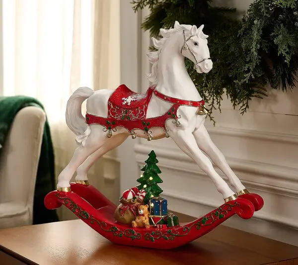 VALERIE PARR HILL Oversized Rocking Horse W/ Illum Tree Valerie