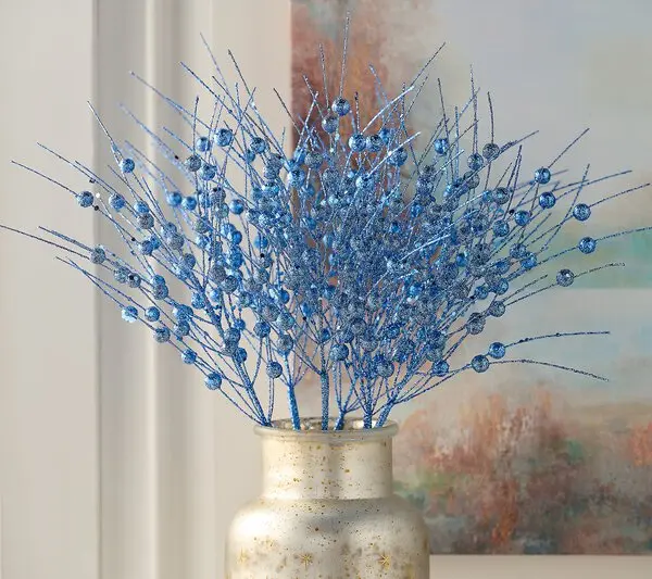 VALERIE PARR HILL Set Of 6 Glittered Berry Stems Valerie