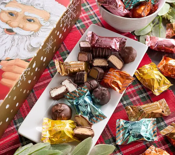 RUSSELL STOVER Sh11/10 Holiday Santa Box 100pc Ast. Chocolates
