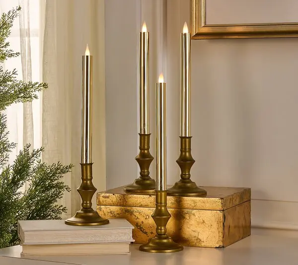 VALERIE PARR HILL Set Of 4 10' High Shine Candle Light Tapers Valerie