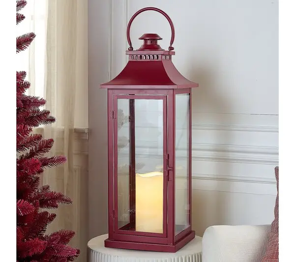 LWYA BY KIM GRAVEL 27' Oversized Glass Panel Flameless Lantern Kim