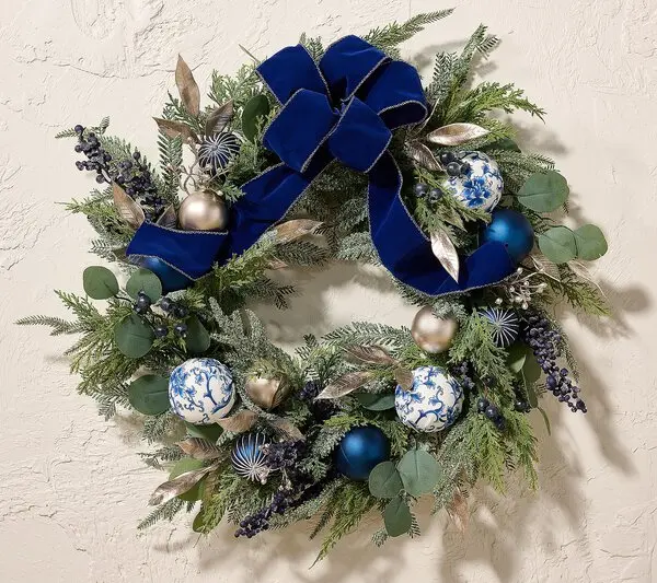 VALERIE PARR HILL 24' Toile Ornament & Greenery Wreath Valerie