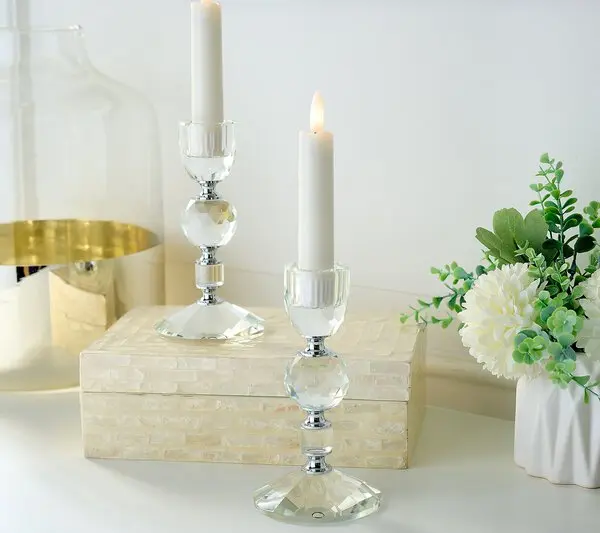 VALERIE PARR HILL S 5.5' Faceted Glass Taper Holders Valerie