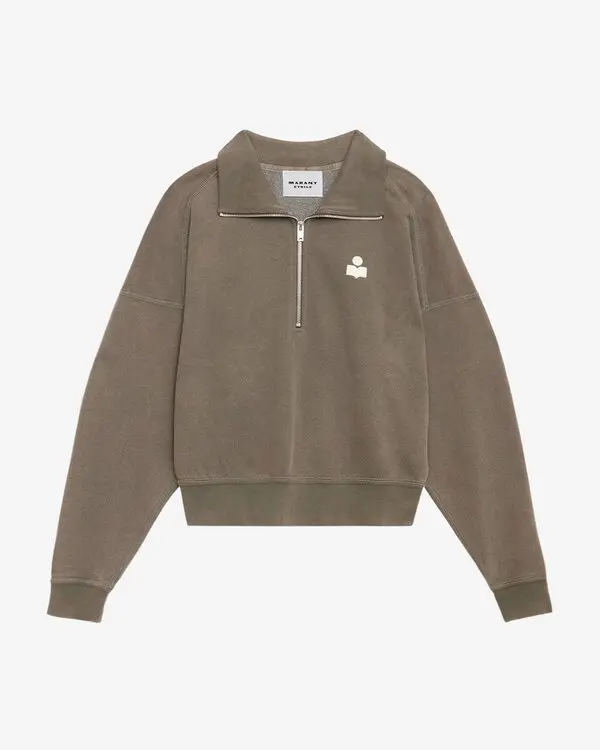 MARANT ETOILE Ross Overdyed Cotton Sweatshirt - Dark Bronze/ecru