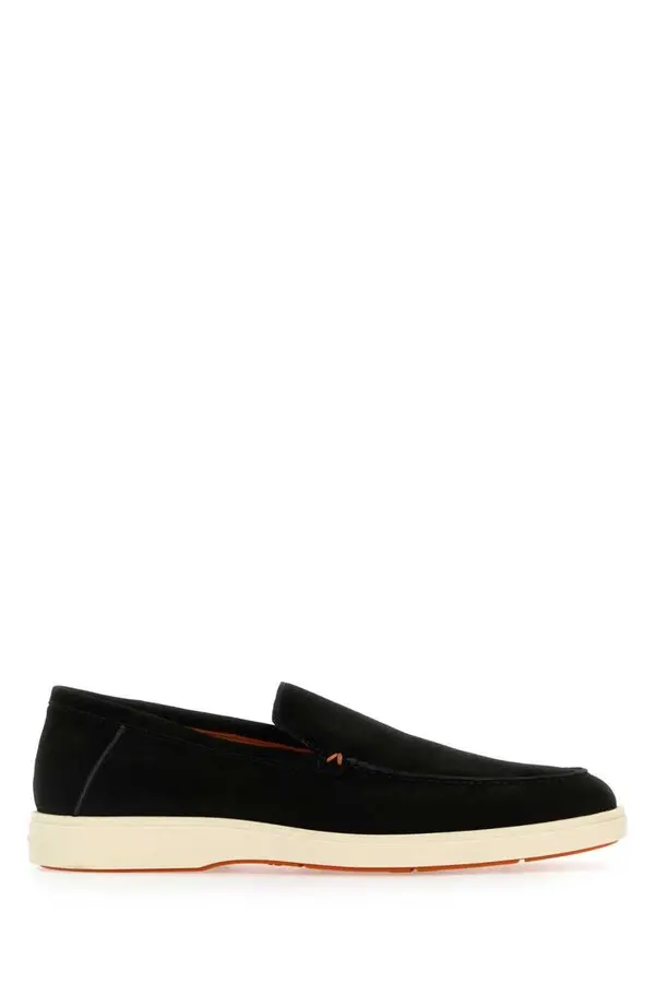 Santoni Suede Mocassins - Black