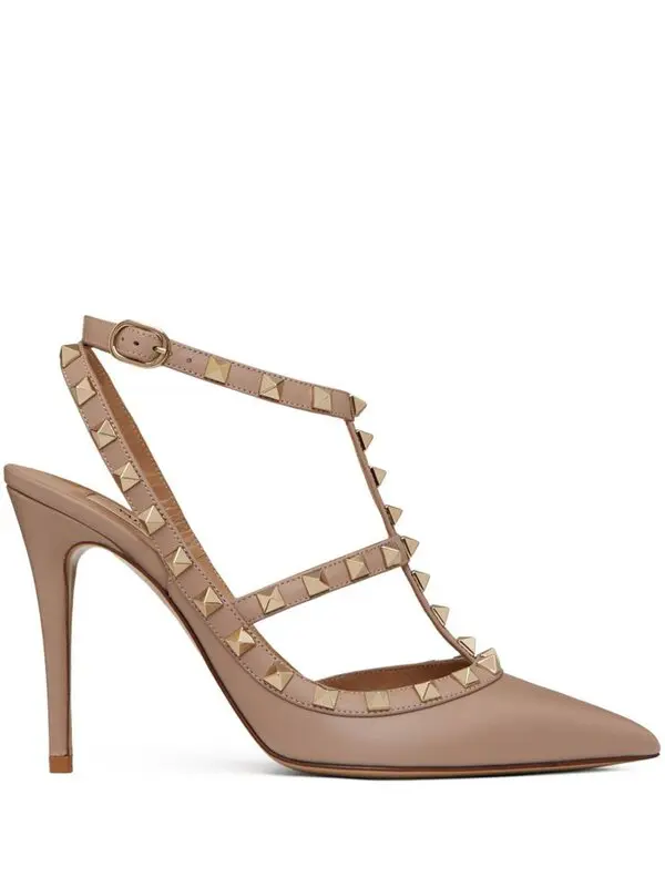 Valentino Garavani Rockstud Leather Pumps - Powder