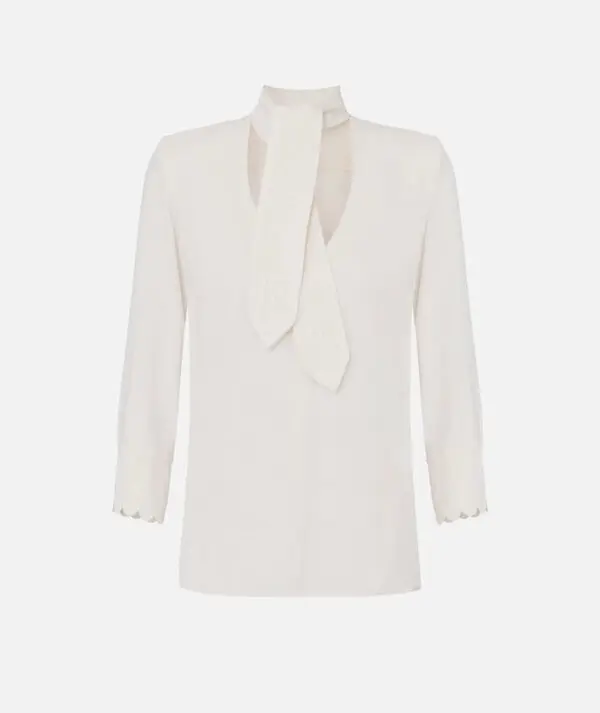 Elisabetta Franchi Shirt With Sash - Latte