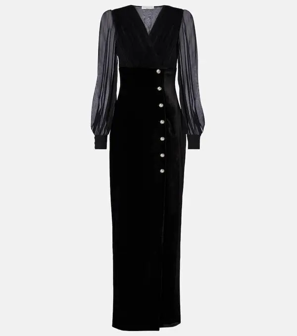 Alessandra Rich Velvet And Georgette Gown