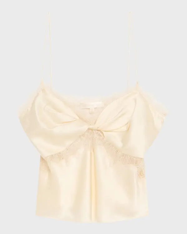 LoveShackFancy Silk-blend Lace-trim Belfast Top