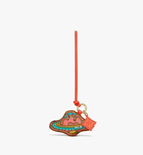 Mcm Planet Charm In Monogram Recycled Nylon