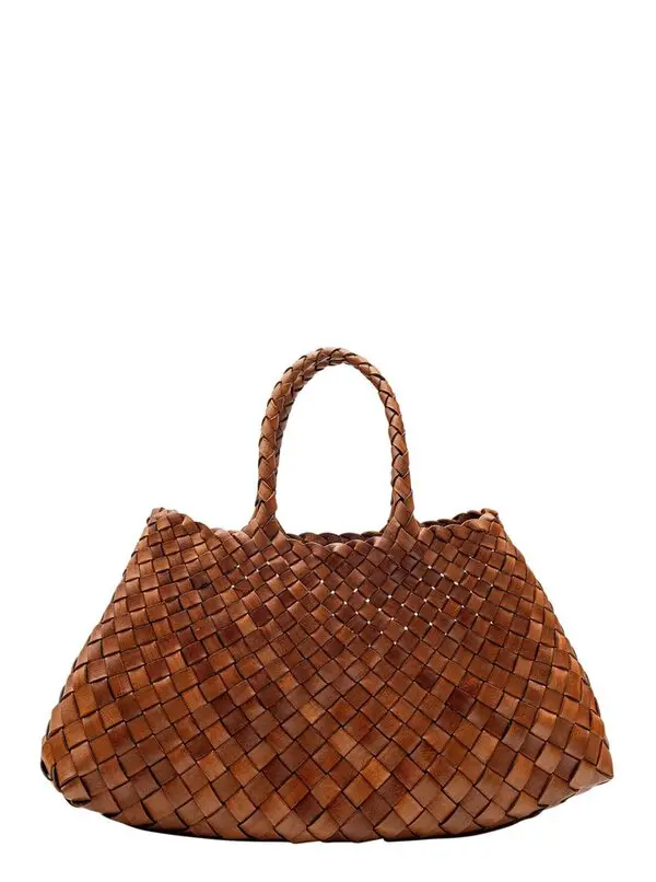 Dragon Diffusion Santa Croce Handbag With Top Handles And Interwoven Design - Brown